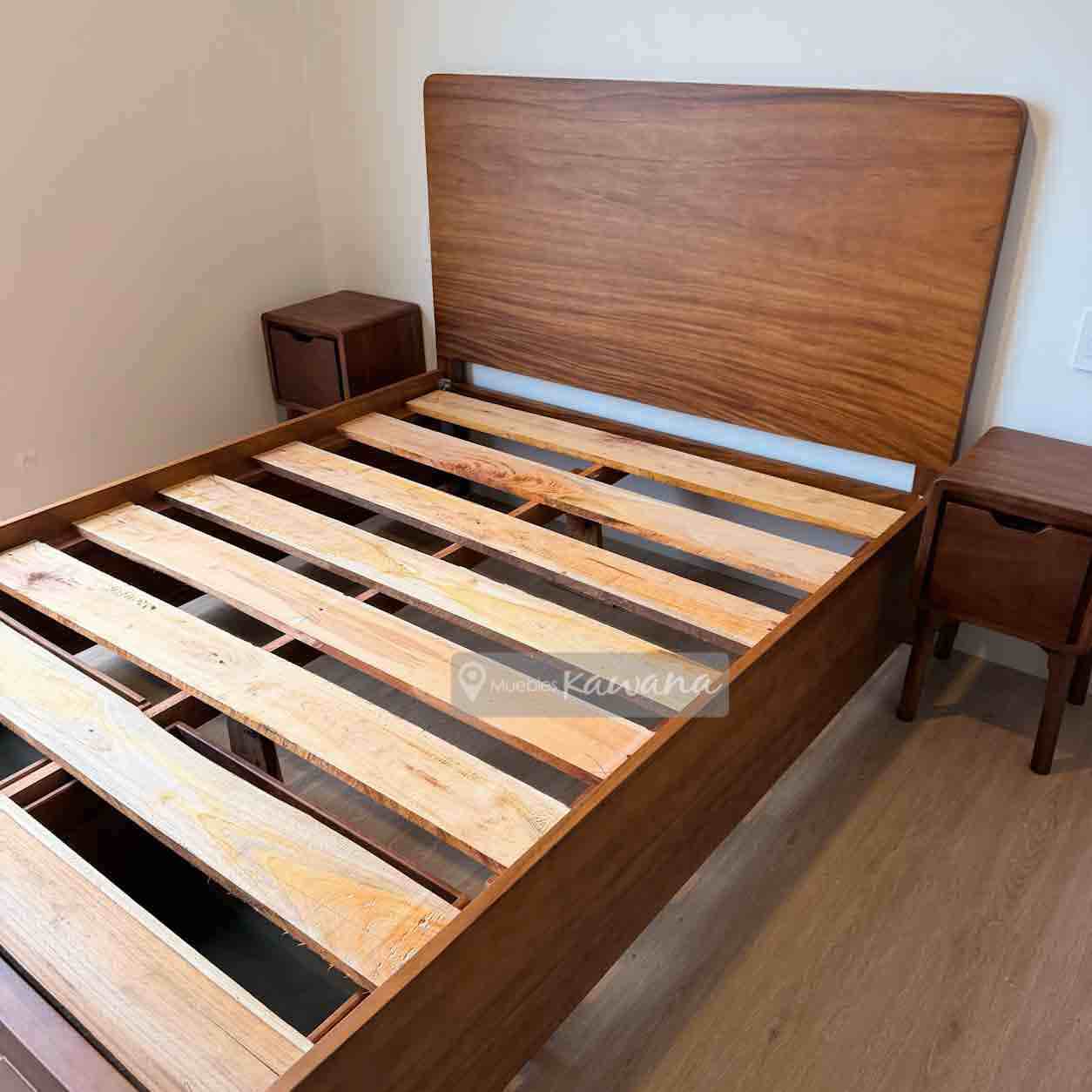 Cama Queen en madera Guanacaste con gavetas y candado | Fabricación ...